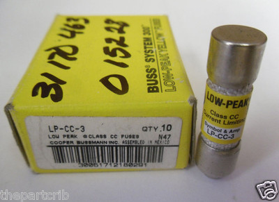 New Lot Bussmann LP-CC-3 LPCC 3 Amp Fuses Low Peak Class CC 600 Volts ...