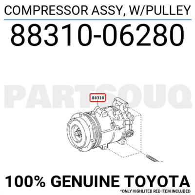 8831006280 Genuine Toyota COMPRESSOR ASSY, W/PULLEY 88310-06280 | eBay