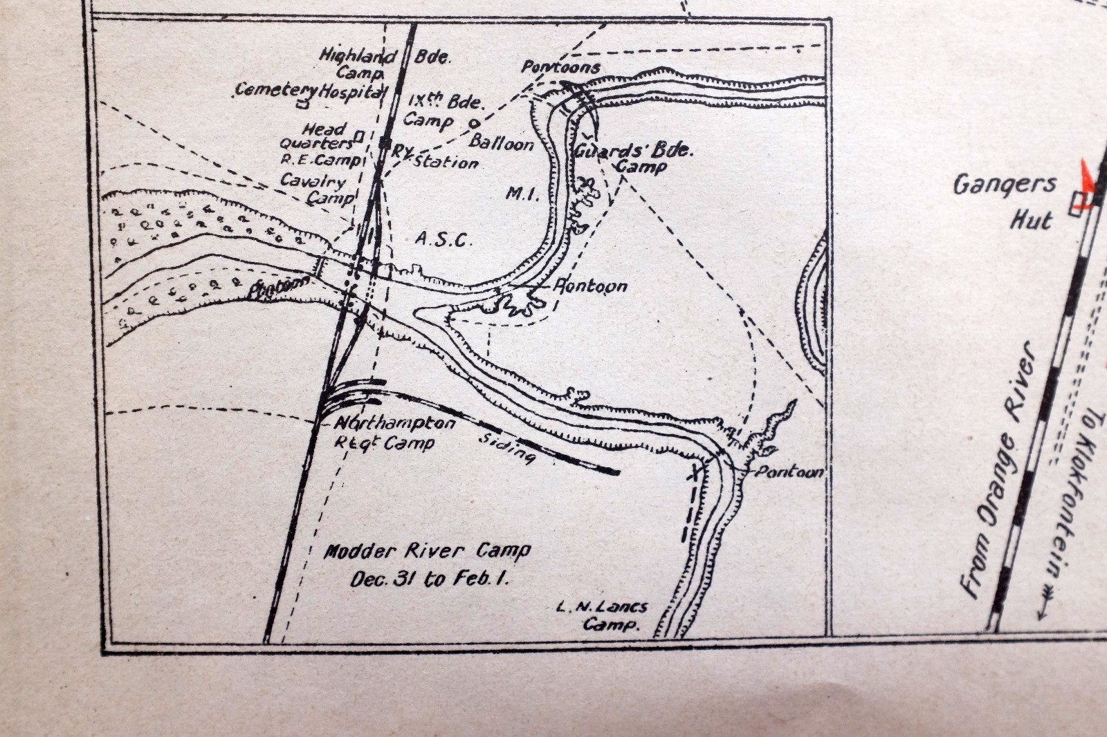 BOER WAR ERA MAP/PLAN MODDER RIVER BATTLE 28 NOV 1899 TROOP POSITIONS ...