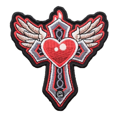 Flying Sacred Heart Cross Patch, Religious Cross Patches | eBay