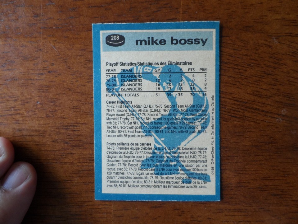 1981=82 OPC HOCKEY #208 MIKE BOSSY SUPER ACTION NM A-1060 | eBay