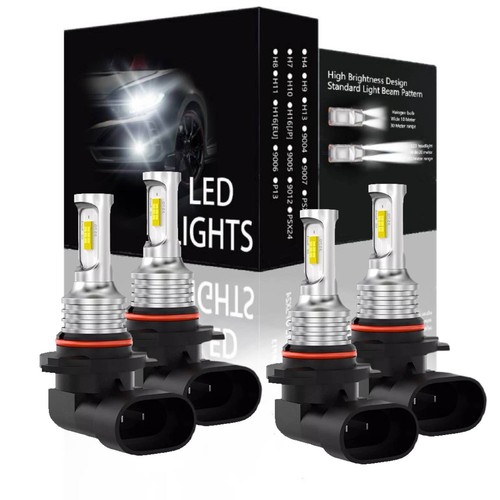 9006 9005 LED Headlights Kit Combo Bulbs 10000K High Low Beam Super ...