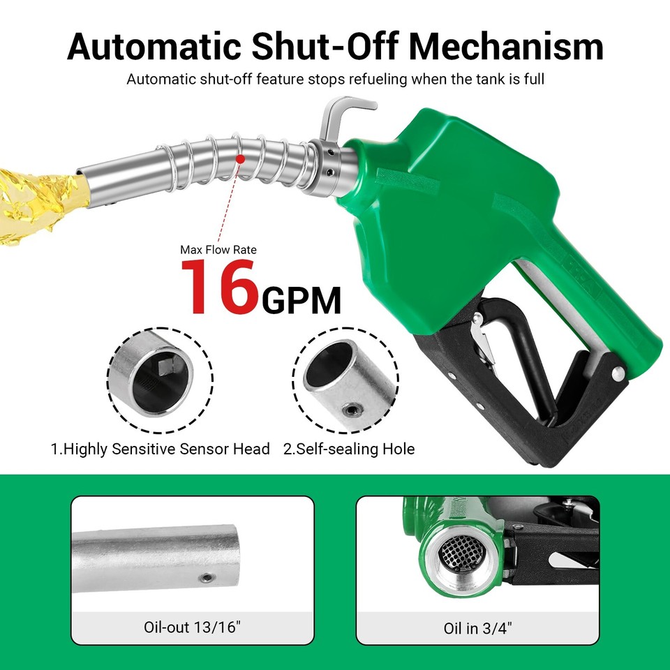 Automatic Fuel Nozzle Shut Off Fuel Refilling 3/4" NPT 13/16" Spout ...