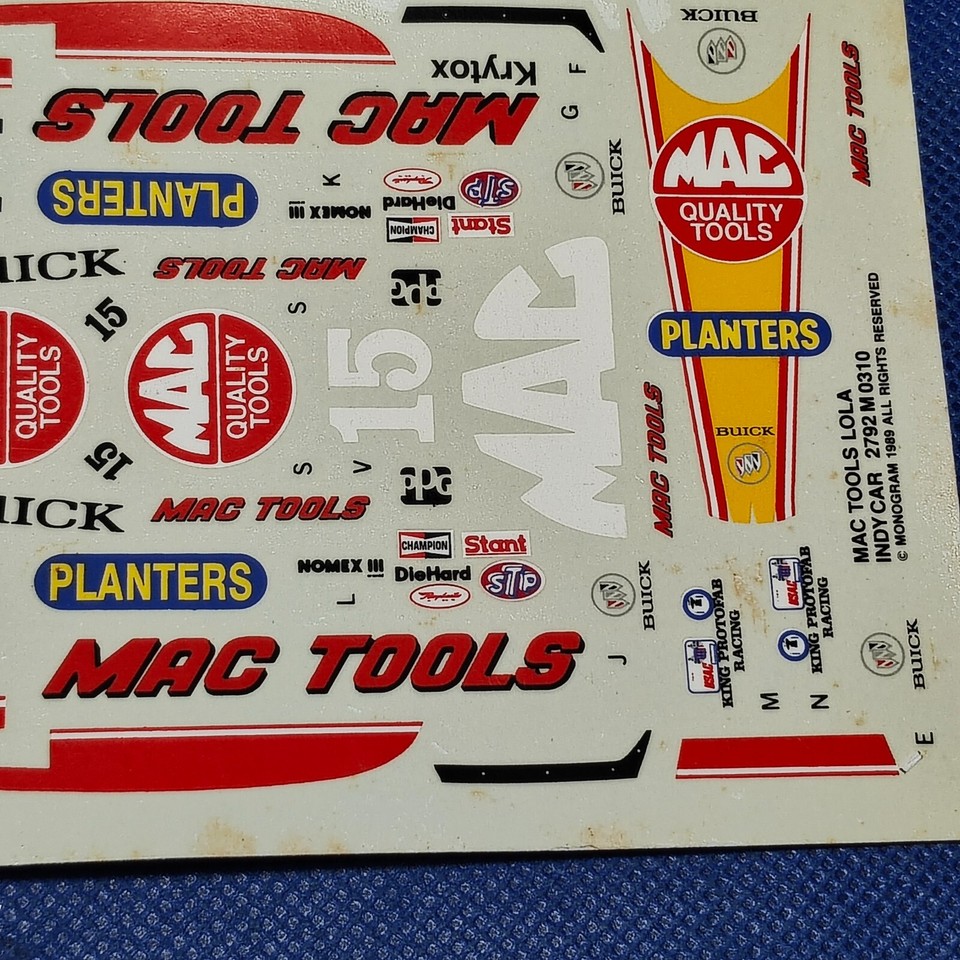 🌟 Decals Mac Tools Lola Indy Car 1:24 Scale 1000s Model Car Parts 4 ...