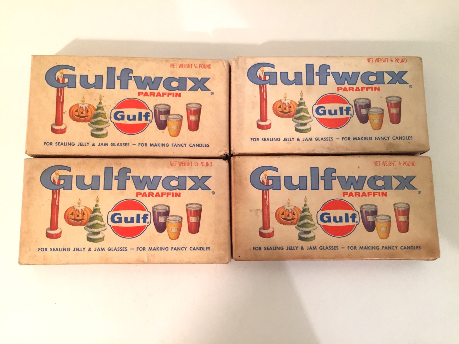 4 Boxes GULF GULFWAX HOUSEHOLD PARAFFIN WAX FOR CANNING + CANDLEMAKING ...