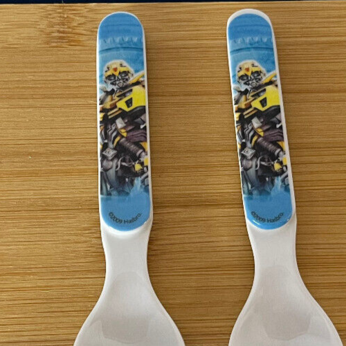 Set 2 Bumblebee Transformers Baby Child Spoons Porcelain 2009 Hasbro 5. ...