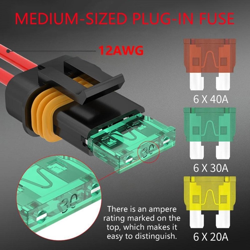 Marine Inline Fuse Holder Box 12AWG Gauges Wiring Harness 20 30 40A Car ...