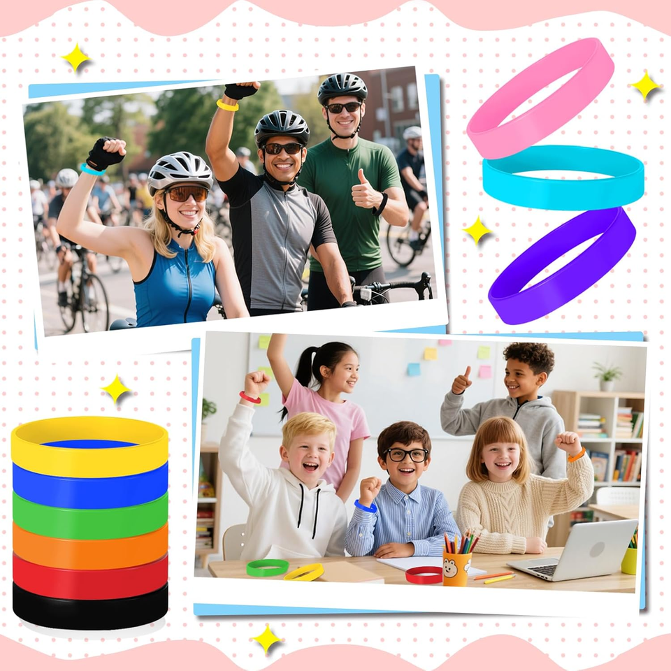 24 Pcs Black Silicone Bracelets Bulk Blank Color Rubber Wristbands for ...