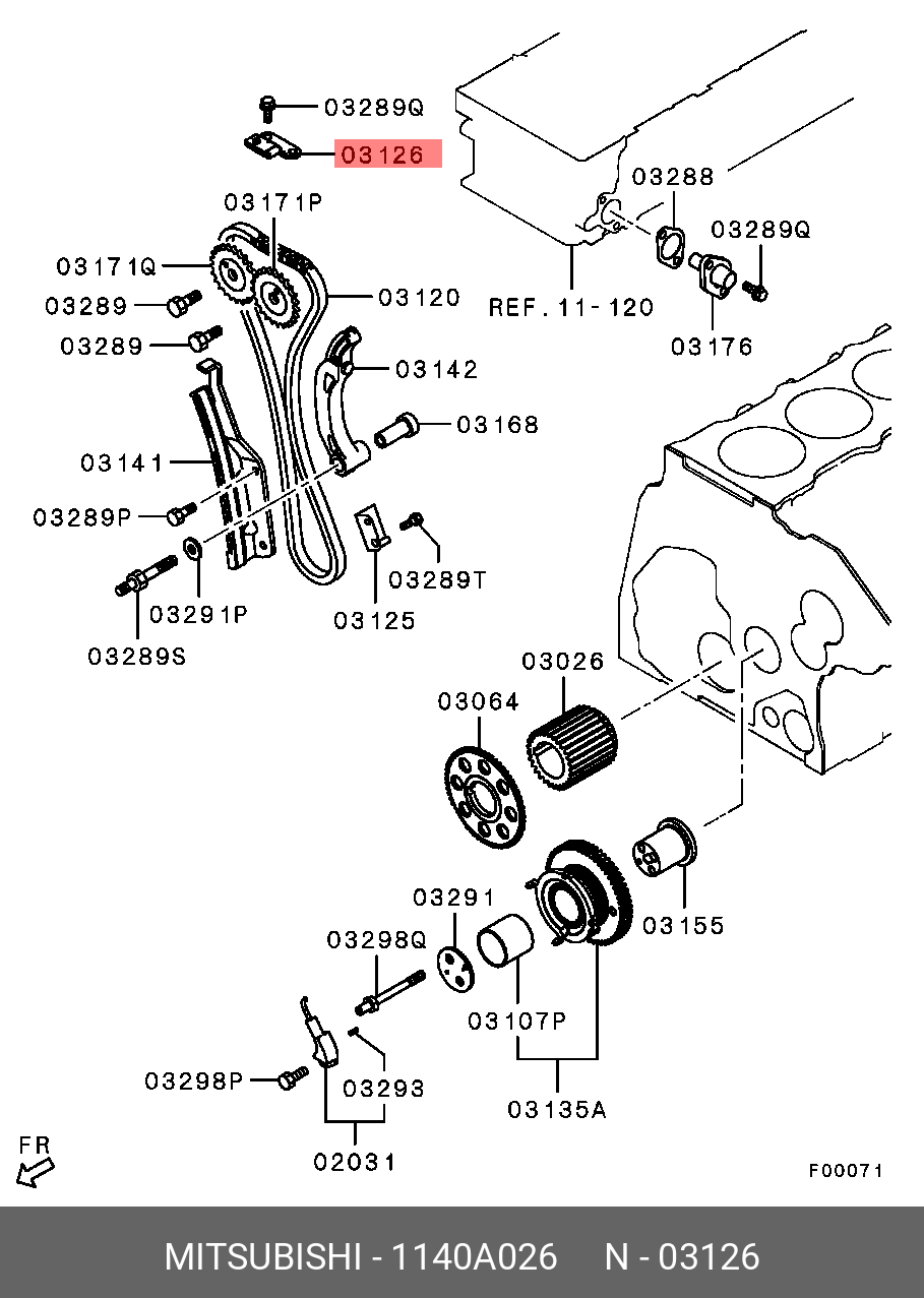 Genuine OE Tensioner Assembly Timing Chain 1140A026 for Mitsubishi 1140 ...