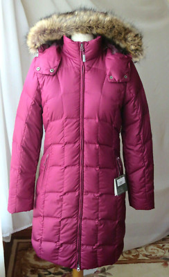 EDDIE BAUER PARKA COAT 650 FILL 80% GOOSE DOWN CLARET LONG HOODED SMALL ...
