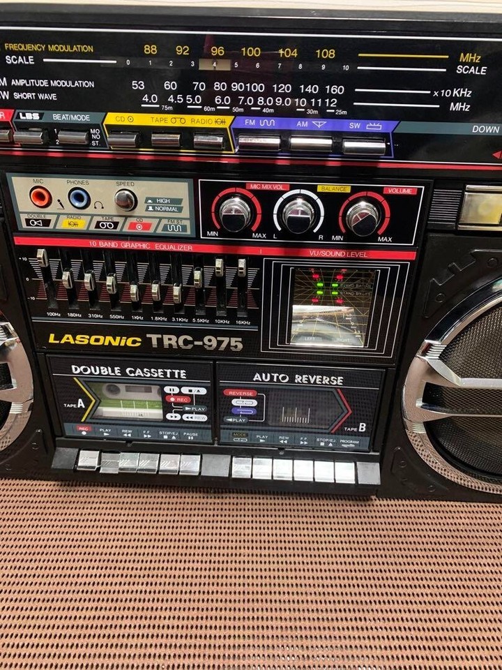 LASONIC TRC-975 Boombox Stereo Radio Cassette Player Recorder Black ...