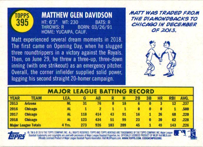 2019 Topps Heritage #395 Matt Davidson | eBay
