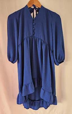 Ladies Blue Dress Size UK 12 Blue Dress 3/4 Sleeve Mini Dress New Look ...