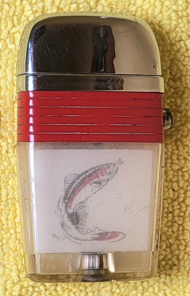 Vintage Scripto Vu Lighter TROUT CAUGHT BY FLY FISHING | eBay