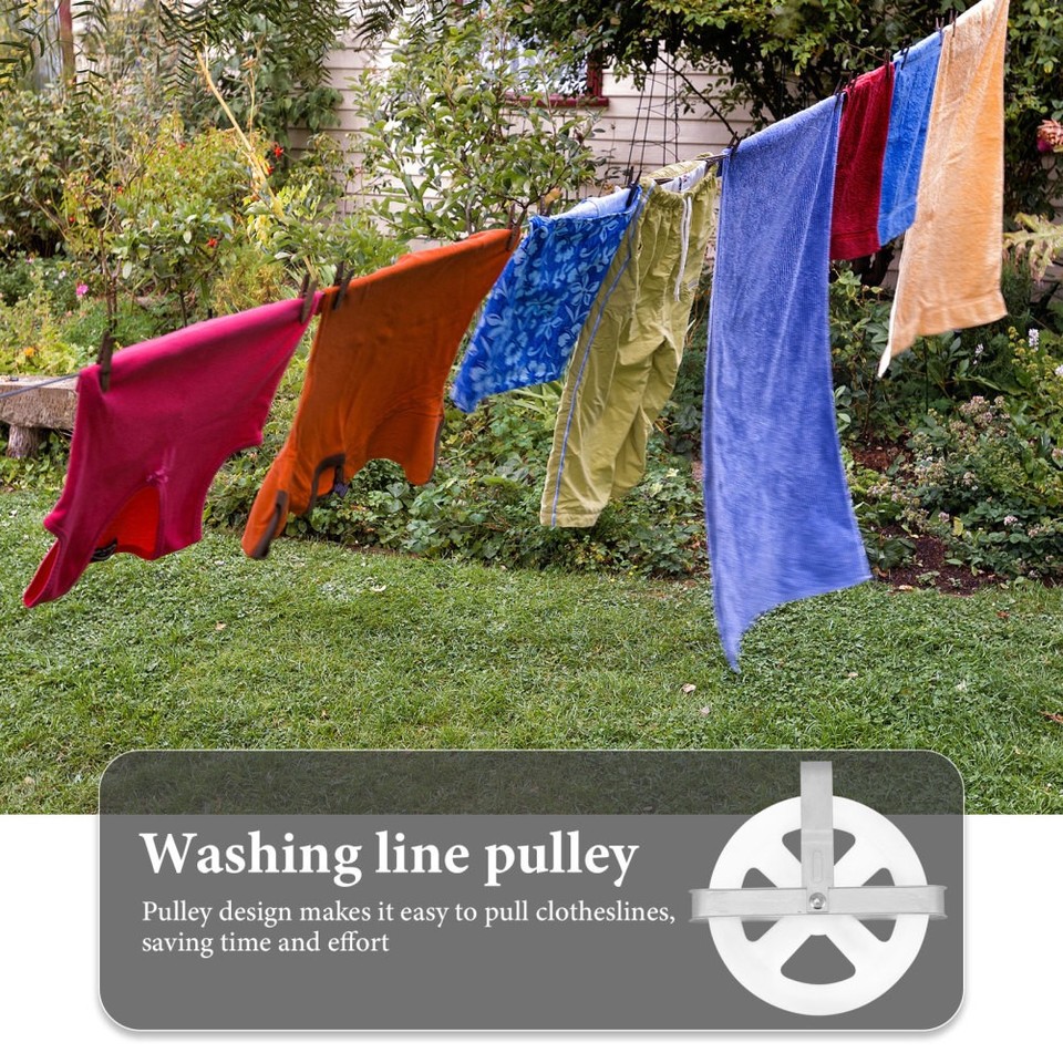 Clothing Hanging Strap Pulley Washing Line Kit Clothesline Wheel | eBay UK