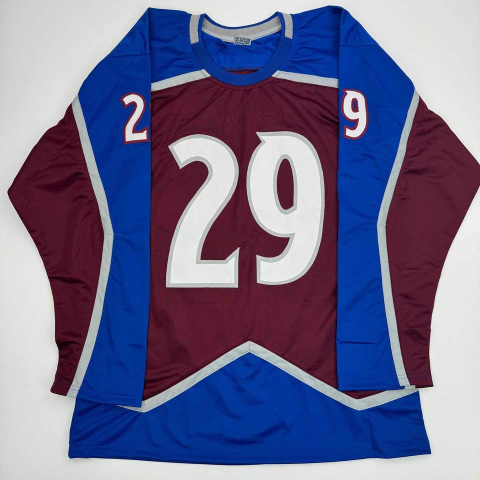 Autographed/Signed Nathan MacKinnon Colorado Maroon Hockey Jersey JSA ...