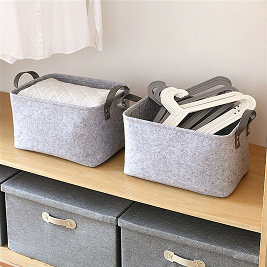 Felt Storage Basket Closet Toy Book Hamper Laundry Bag Shelf Box ...
