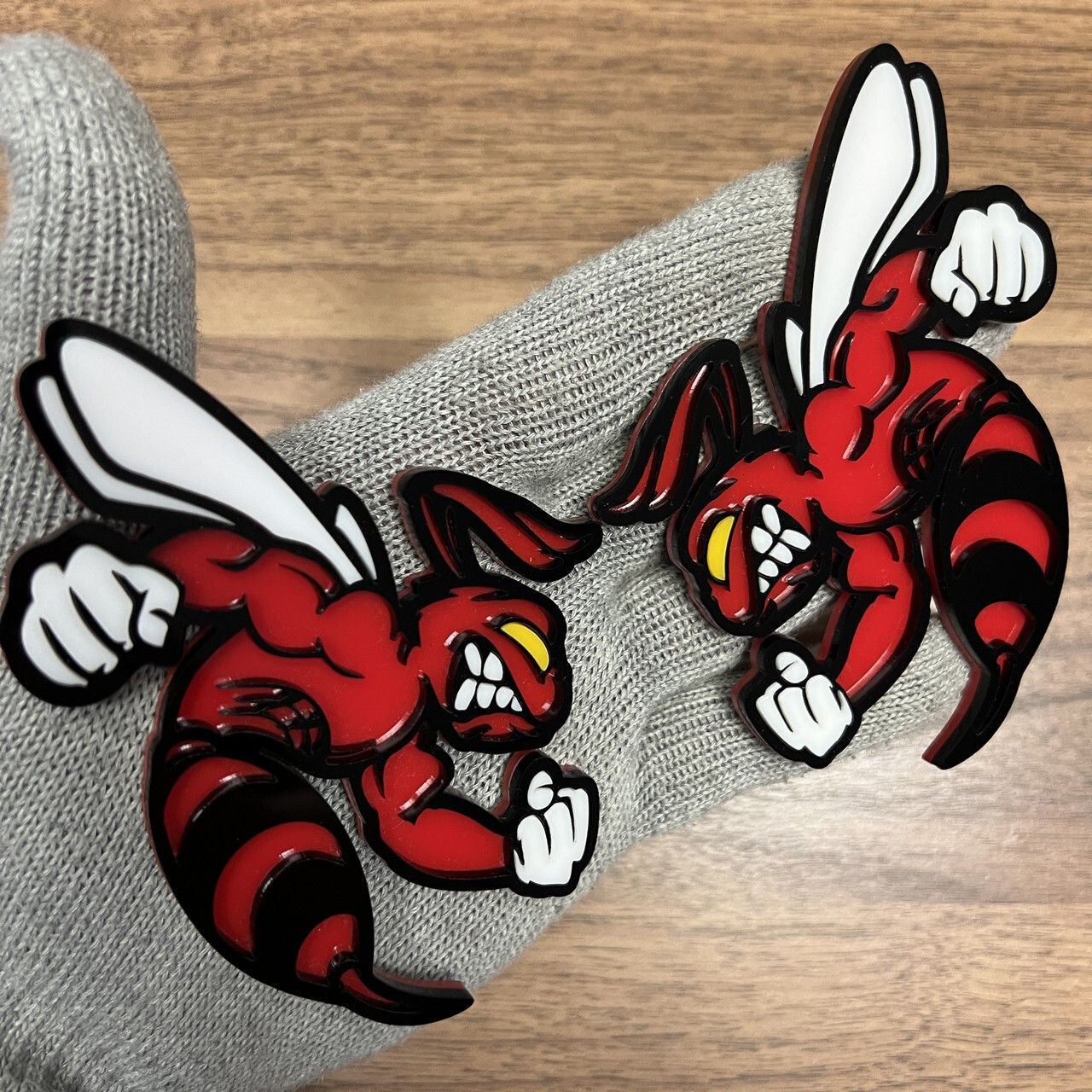 Hornet Badges Emblem BEE SWOLE RED White KNUCKLES, (2) BADGES, Fender ...