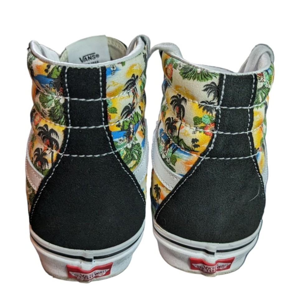Unisex Vans Sk8-Hi Aloha Black & White Skate Shoes, Size 7 Men's, 8.5 ...