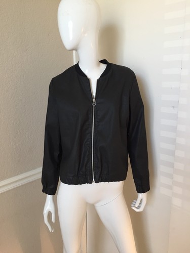 GAP NEW! Women's Black Coated Waxed Baseball Zippered Jacket Sz S NWOT ...