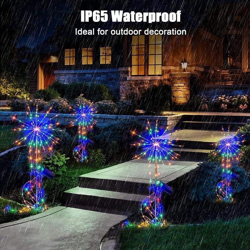 150LED Outdoor Solar Firework Lights Garden Decor Waterproof Path ...