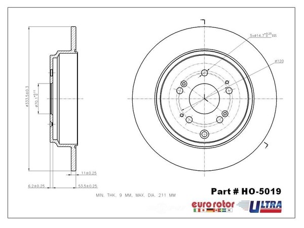 Disc Brake Rotor-Value and Performance Rear Ultra HO-5019 for sale ...