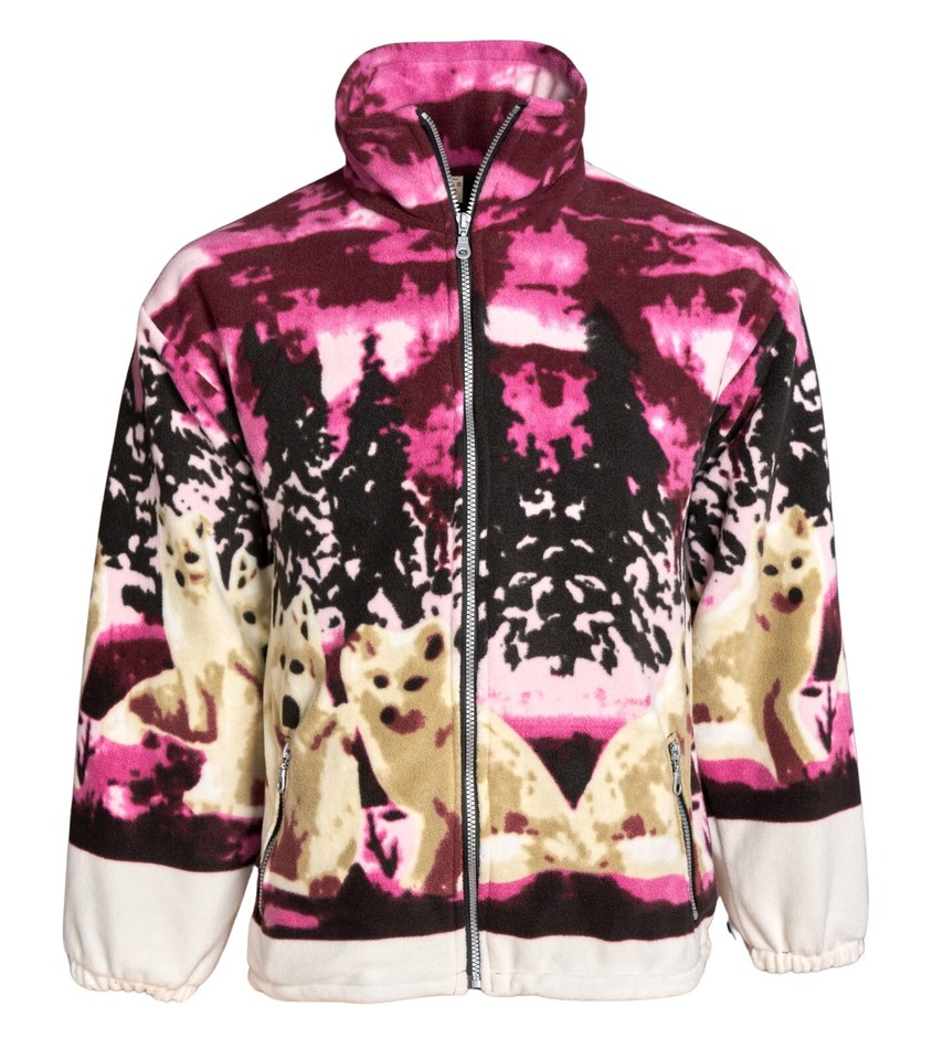 New Womens Double Fleece Animal Print Jacket With Pockets Soft & Warm ...