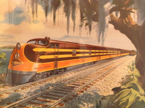 Vintage 1940s Original Illinois Central Railroad Panama Limited Print ...