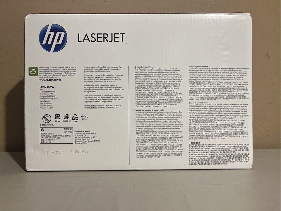 Genuine HP CF237A Black Toner Cartridge 37A M607 M608 M609 VERY New ...