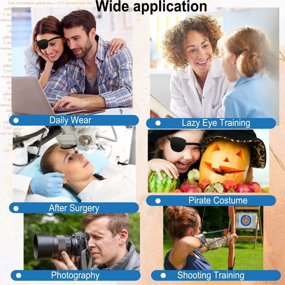 2× Adjustable 3D Eyepatch Right or Left One Eye Cover Lazy Eye Adults ...