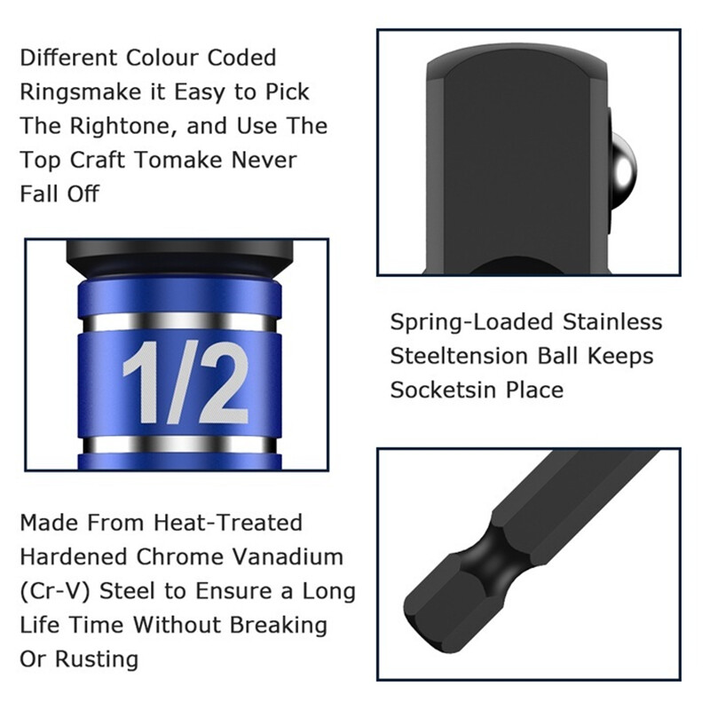 7PCS Impact Drill Bit Socket Adapter Set Extension Driver Bar Hex 1/4 ...