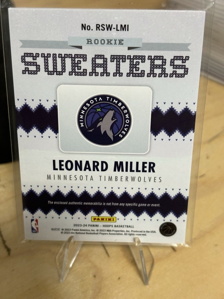 2023-24 Panini NBA Hoops - Rookie Sweaters #RSW-LMI Leonard Miller (MEM ...