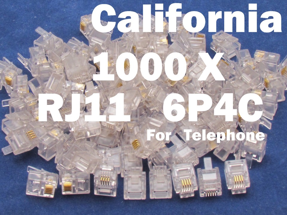 Lot 1000 X PCS CAT3 Phone Connector End RJ11 6P4C Modular Plug ...