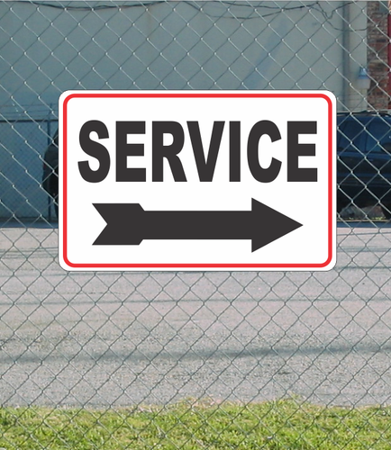 SERVICE w/ Right Arrow Metal Sign for Street Road Highway Parking Lot ...