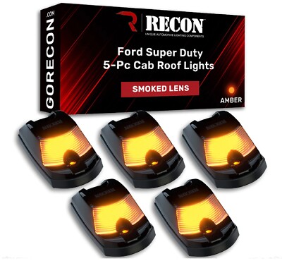 RECON Smoked Lens Amber LED Cab Roof Light 5-Piece kit for Ford Super ...