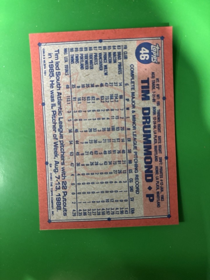 1991 Topps Tim Drummond Minnesota Twins #46 | eBay