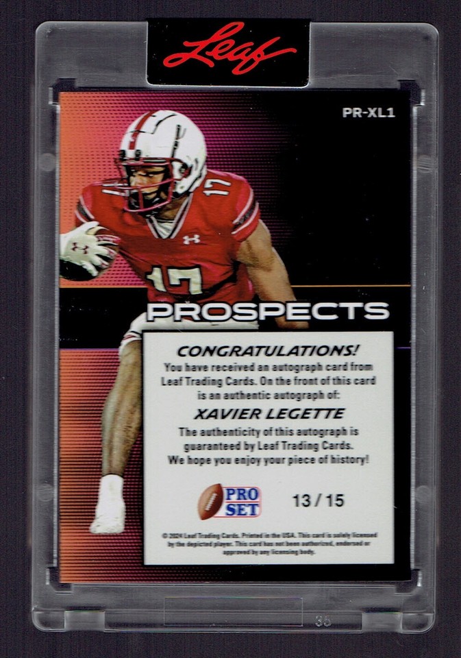 2024 Leaf Pro Set Metal Xavier Legette 3D Lenticular Autograph Auto 13/ ...