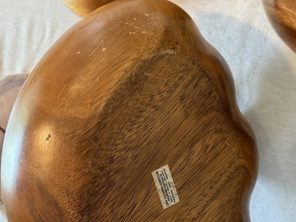 MidCentury LINA VIZCARRA OANDASAN Hand carved Monkeypod Wooden Serving Bowl Set | eBay