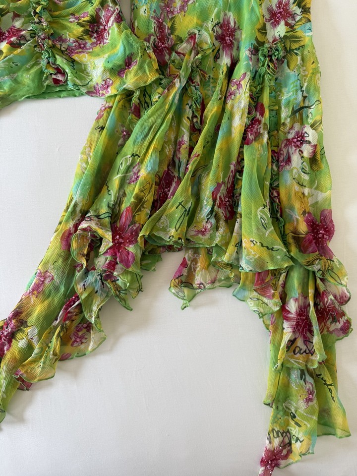Nina Austin Green Tropical Floral Sequinned Cami Top & Skirt Set S | eBay