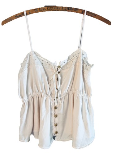 American Eagle Buttery Soft Tank Top Boho Cottagecore Ivory Lace Medium ...