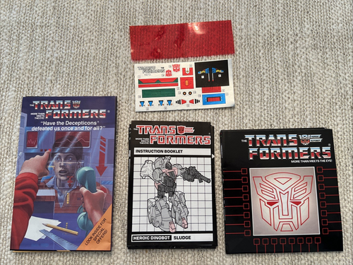 VTG Transformers Slag Dinobot G1 Instruction Booklet Decals Stickers ...