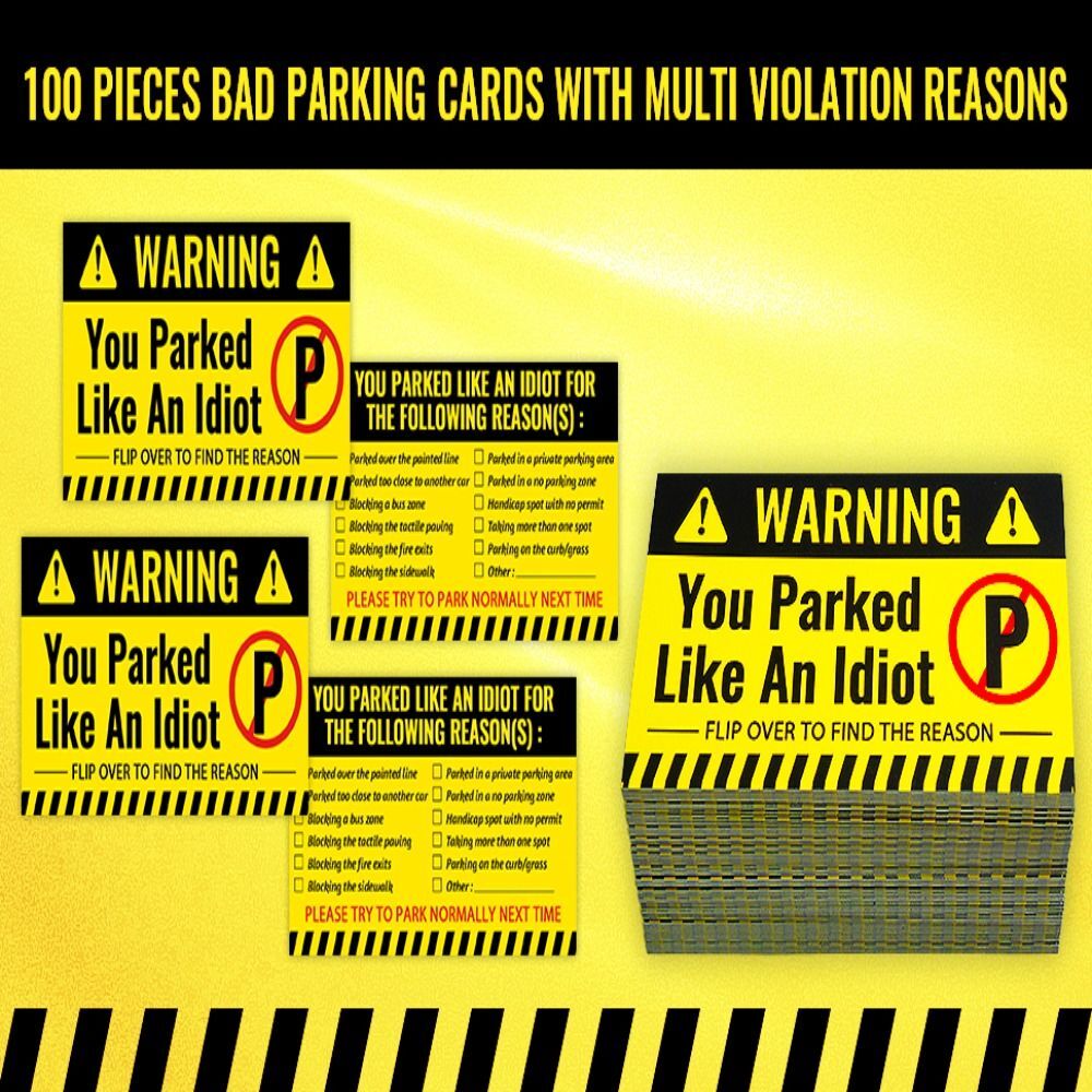 100 Pieces 3.5 x 2 Inches Bad Parking Cards Parking Violation Cards Men ...