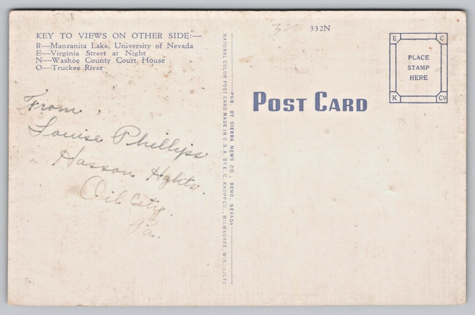 Postcard Greetings From Reno Nevada Large Letter Multiview Unposted ...