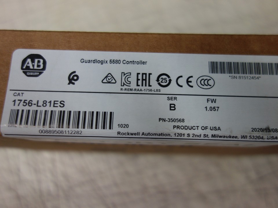 Allen-Bradley 1756-L81ES /B GuardLogix 5580 Controller * NEW SEALED | eBay