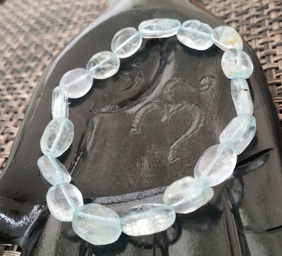 Aqua QUARTZ AURA Infused Gold Atoms ENERGY Beaded Stretch Bracelet | eBay