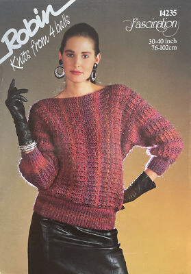 Robin Ladies Slash Neck Sweater Fascination KNITTING PATTERN 14235 - 30 ...
