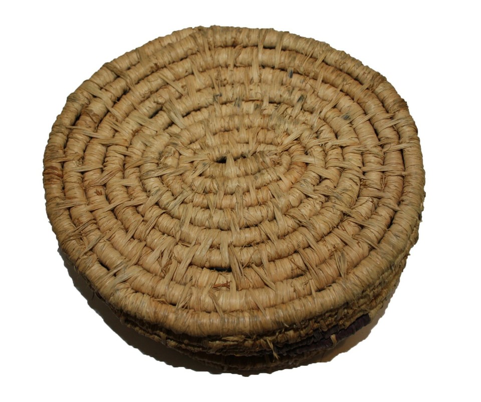 Native American Woven Straw Grass Basket 6" Diameter | eBay