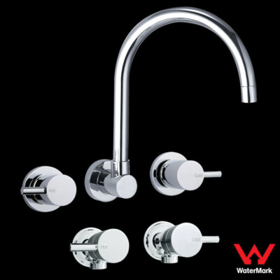 1/4 Turn Chrome Lollypop Laundry Tap Set Swivel Wall Sink Washing ...