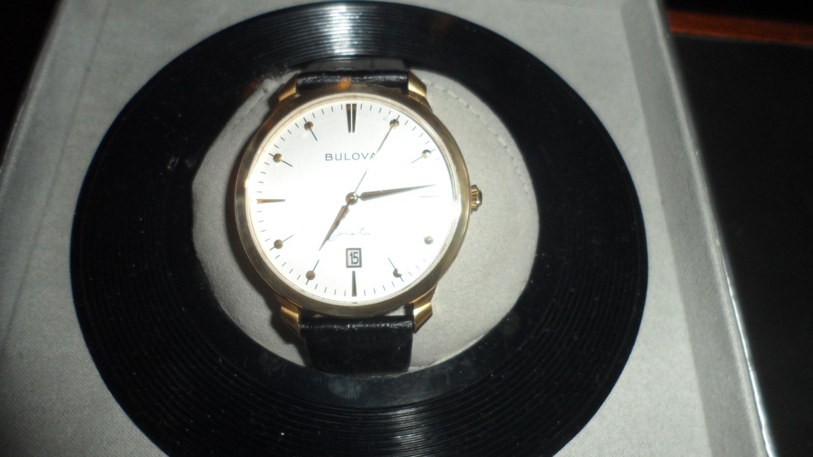 Bulova 97B204 Men's Frank Sinatra Classic Gold Tone Watch w/ Black ...