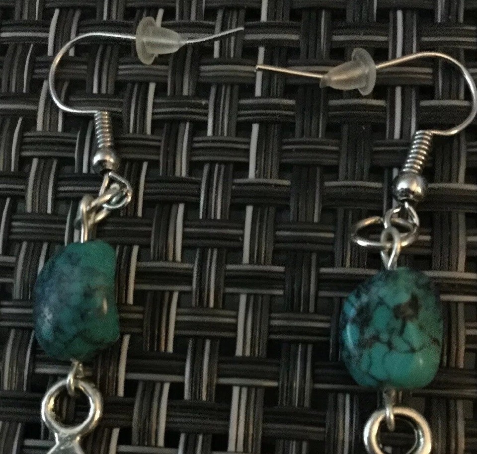 Tibetan Silver And Turquoise Dangle Hook Earrings | eBay